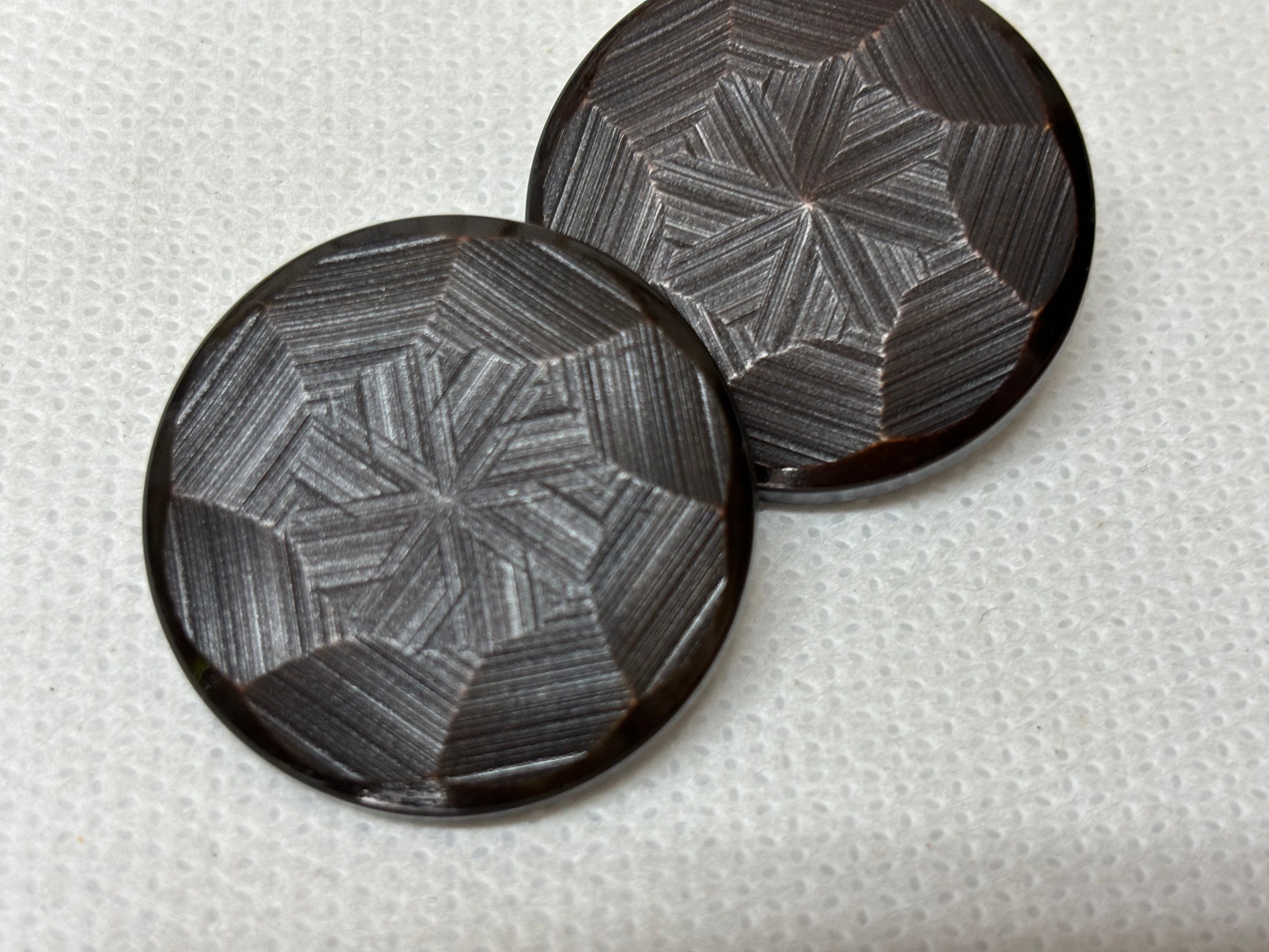 Extra Large Satin Brown Buttons, Shank Back 1 15/16 " (34.5 Mm) Lot ...