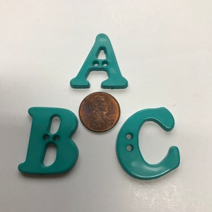 ABC Green Buttons . Set of the Letters ABC Buttons . 1 1/8" Tall ...