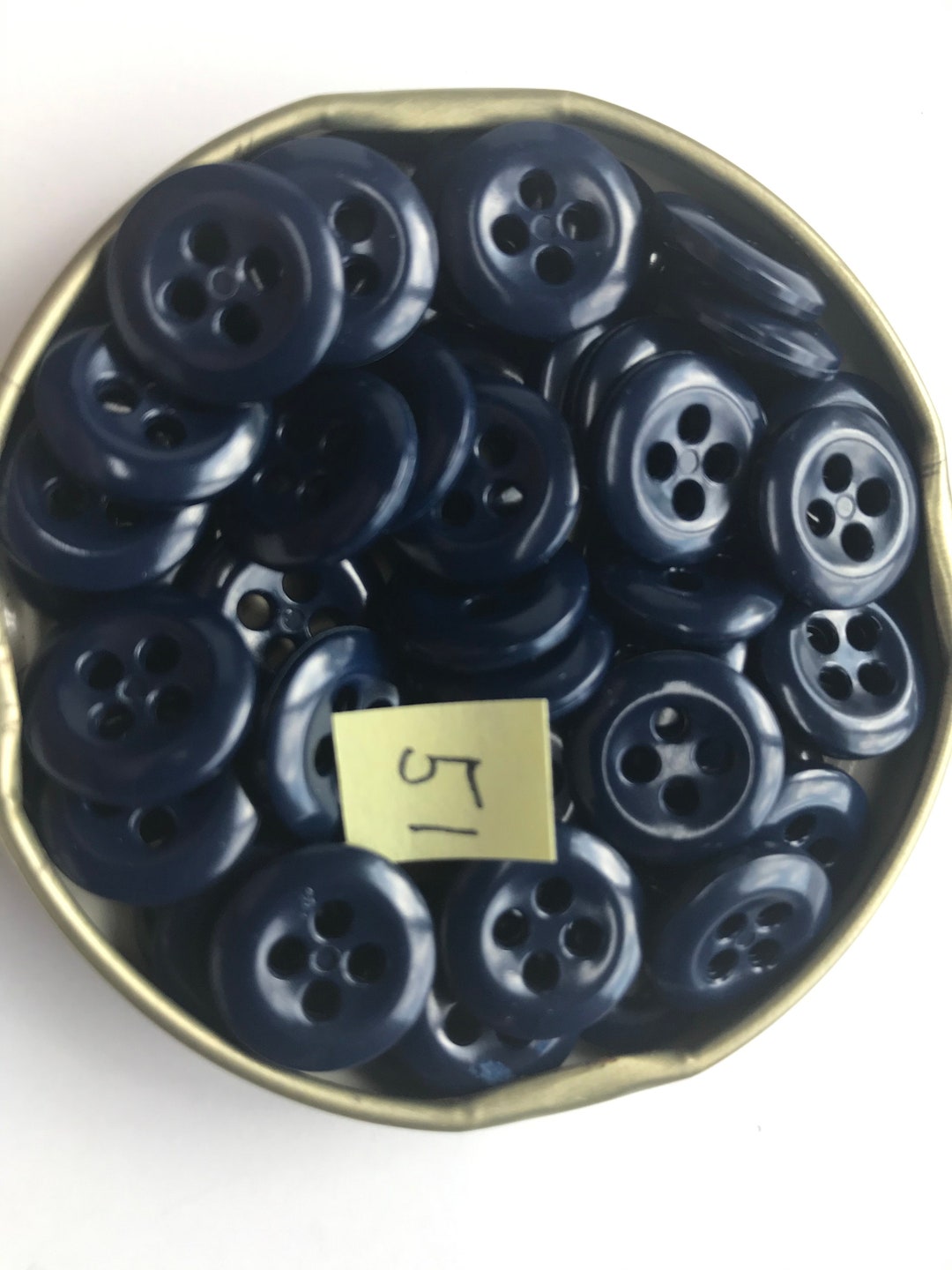 Navy Button, Dark Navy Colored Buttons, Size 9/16" (13.8mm) 4 Hole Lot ...