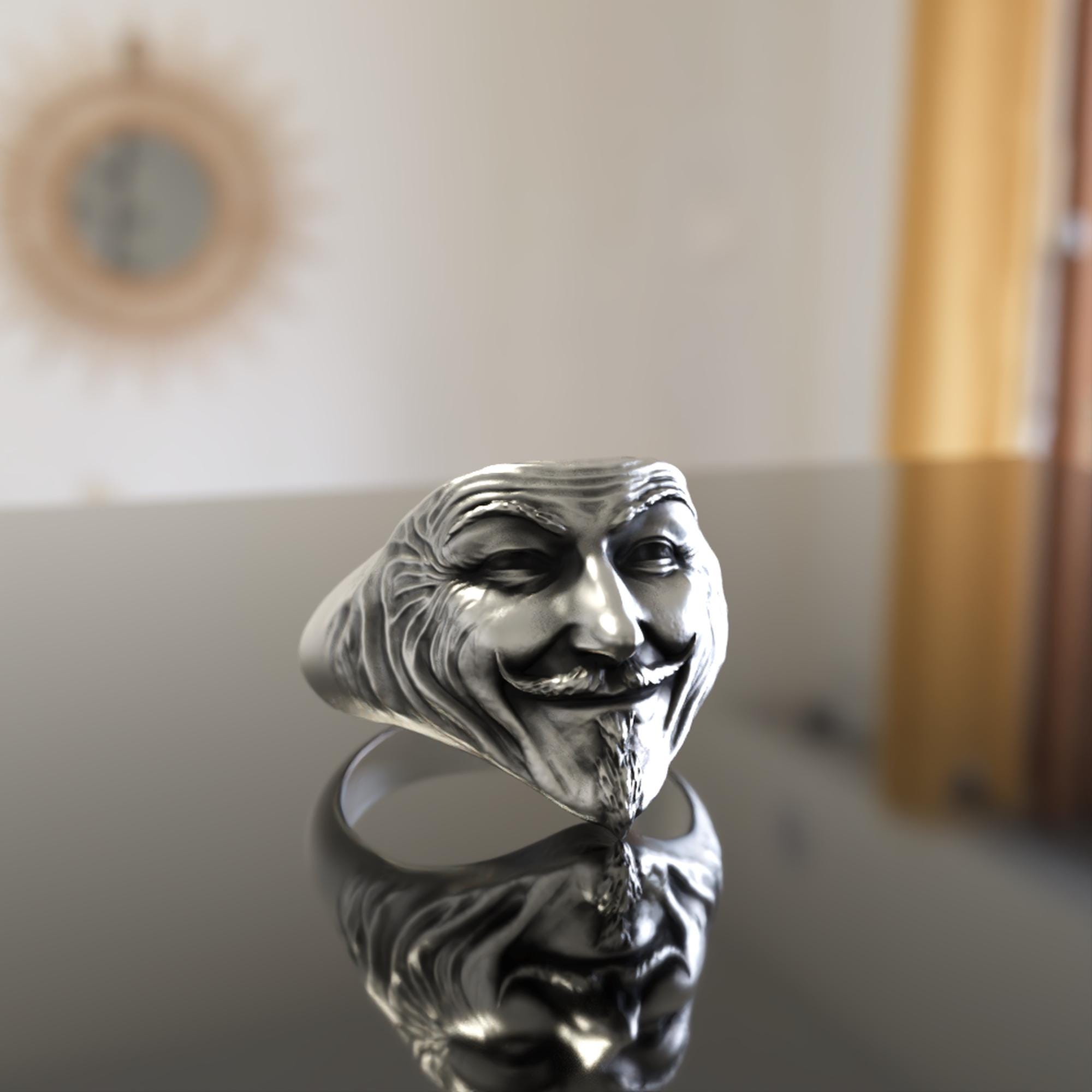 Mask Ring 925 Silver, Gothic Mens Accessory, Handcrafted Jewelry ...