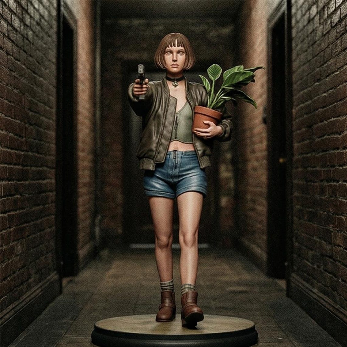 Young Girl Bob Hair Figurine, Minimalist Movie Inspired Character ...