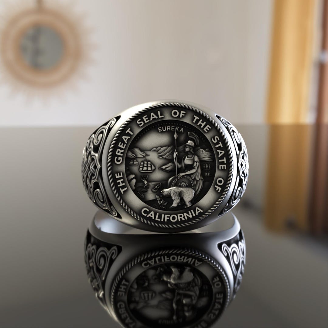 California State Seal Ring, 925 Sterling Silver California Jewelry ...