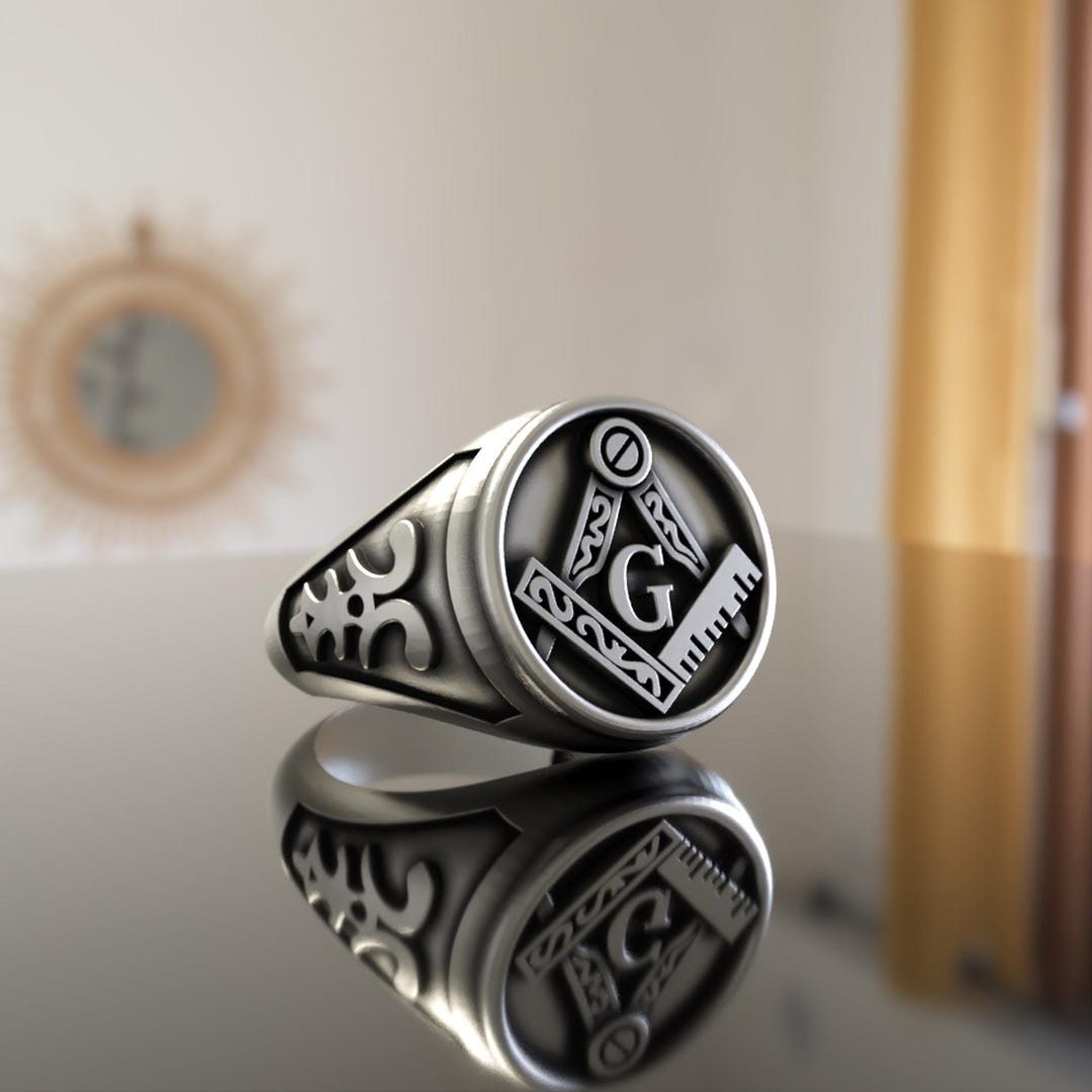 Free Mason Ring, Freemason Silver Jewelry, Master Mason Rings, Masonic ...