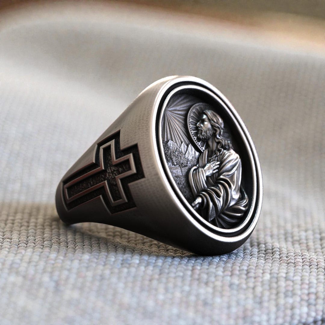 Jesus Prayer Ring, 925 Sterling Silver Religious Ring for Men ...