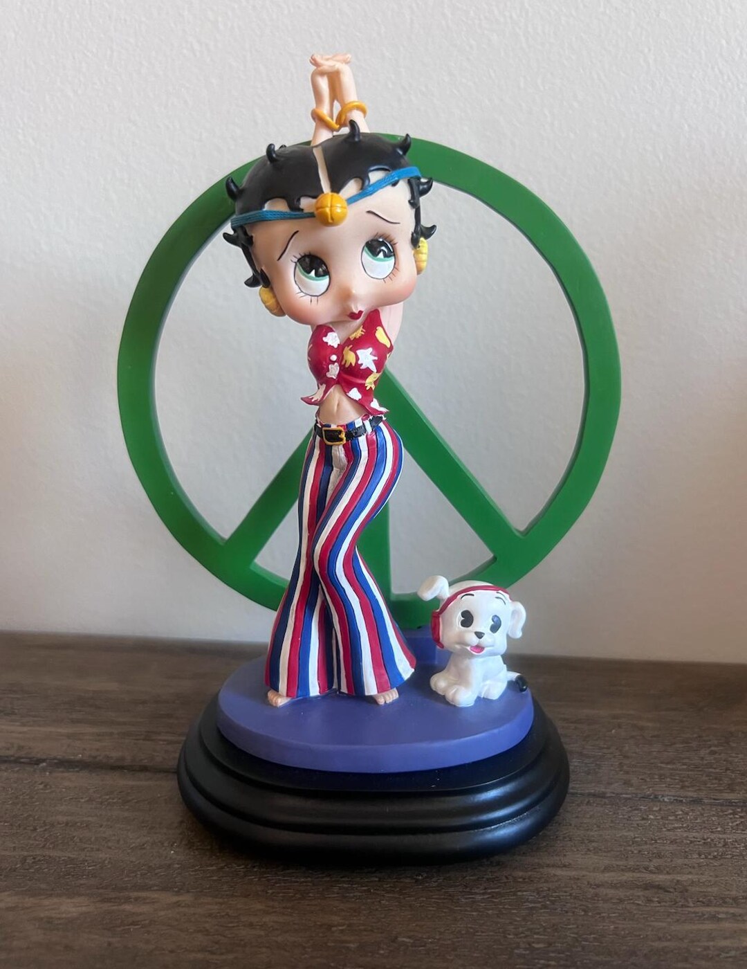 Rare Betty Boop Hippie Figurine With Pudgy & Peace Sign – 70’s Retro - Etsy