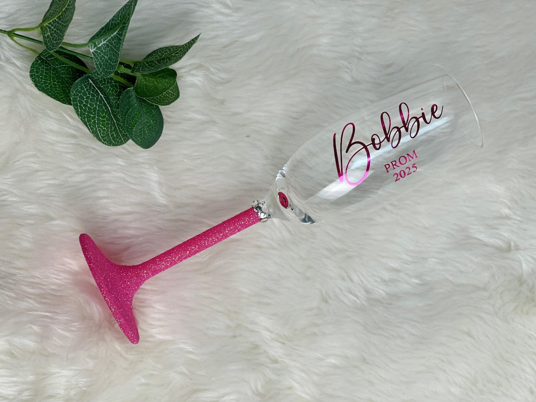 Personalised Prom Glitter Prosecco Glass - Etsy UK