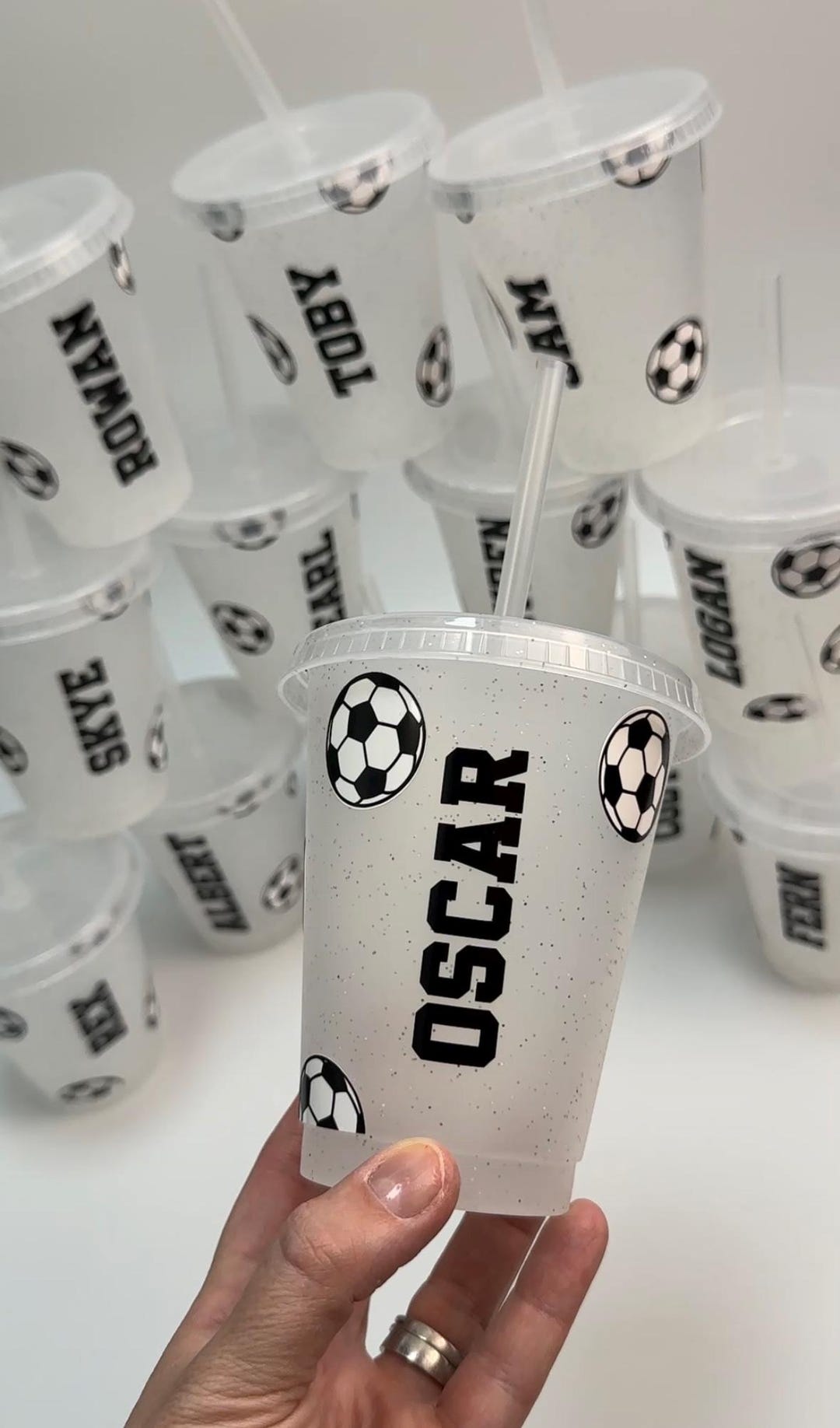 Personalised Football Cold Cups: 16oz Kids Party Favour, Gift, Party ...