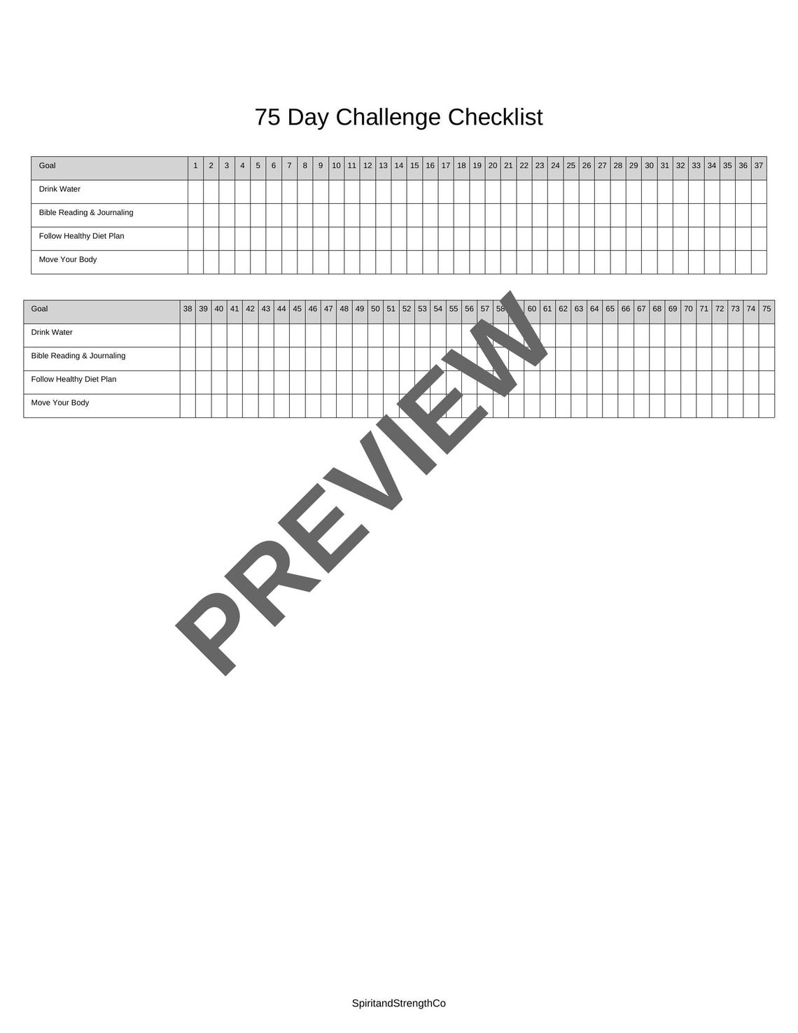75 Day Faith and Fitness Challenge Printable | Christian Wellness ...