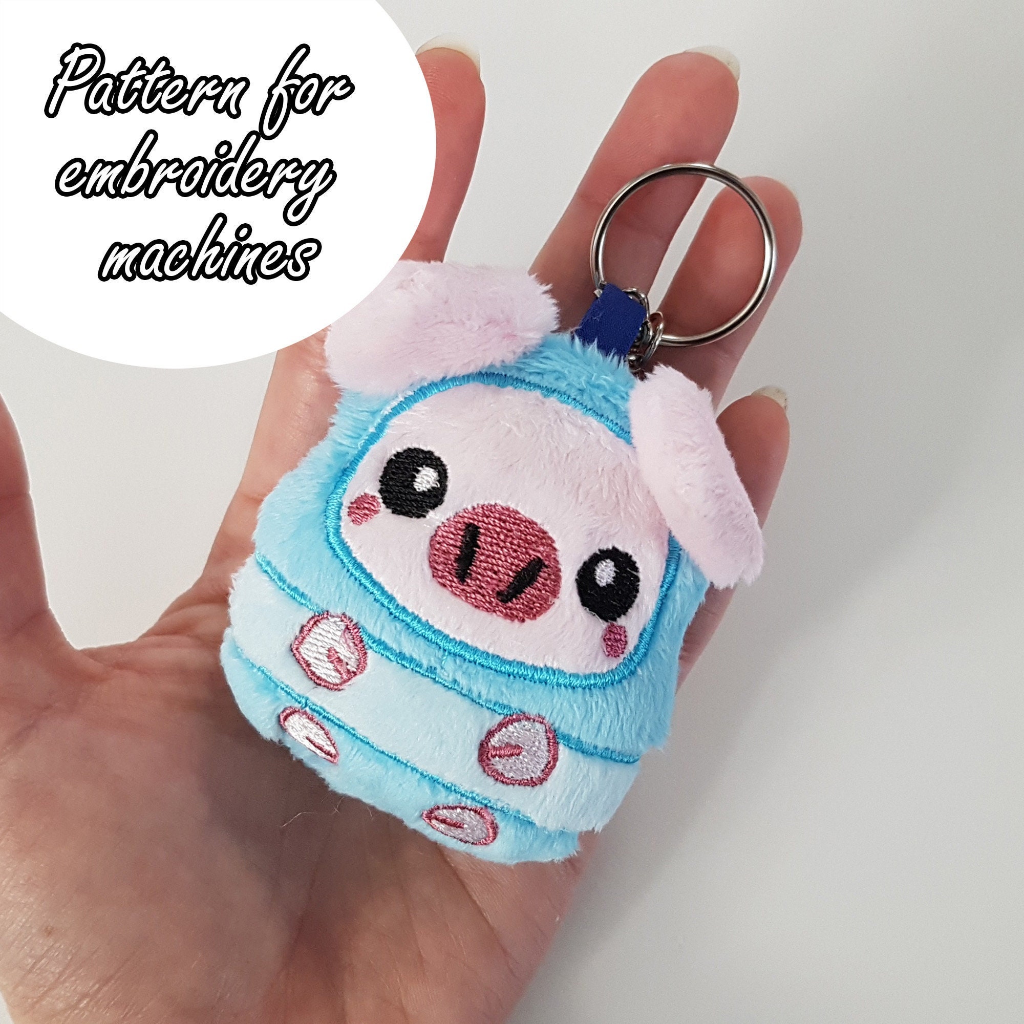 ITH (in the Hoop) Embroidery Pattern Poogie Pig Monster Hunter Keychain ...
