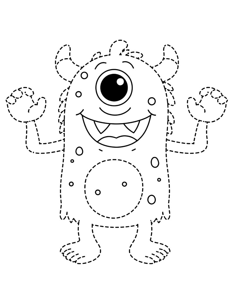 Monster Mayhem Trace & Color Activity Pages for Toddlers or Kids ...