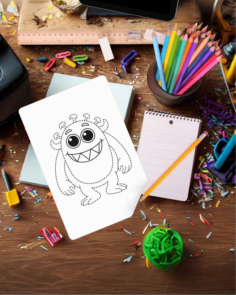 Monster Mayhem Trace & Color Activity Pages for Toddlers or Kids ...