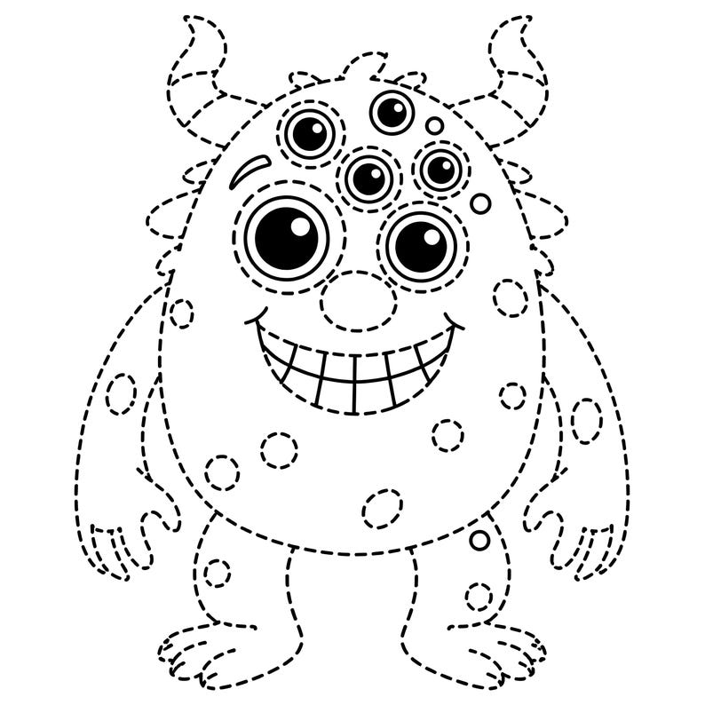 Monster Mayhem Trace & Color Activity Pages for Toddlers or Kids ...