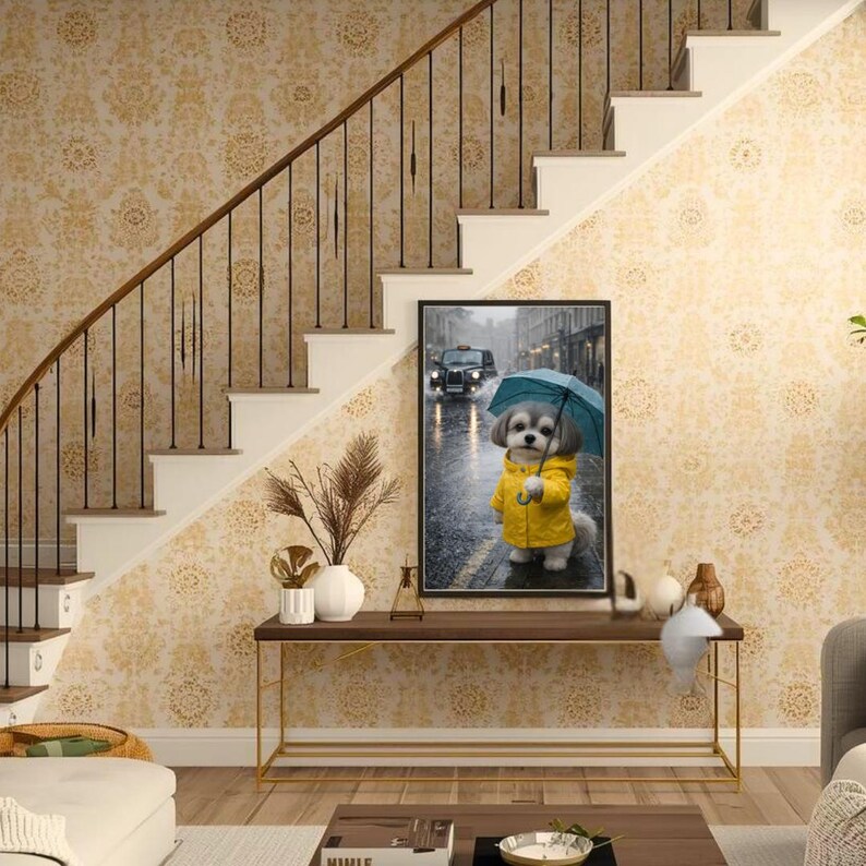 England London, Female Puppy in the London Rain, Dog Wall Art, Digital ...