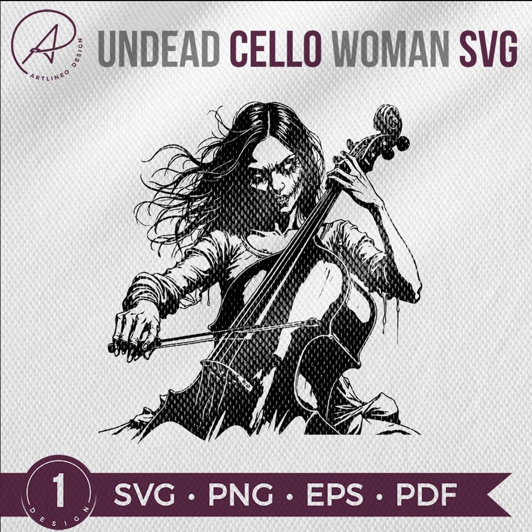 Undead Cello Woman SVG : Gothic Zombie Musician Clipart ,halloween ...
