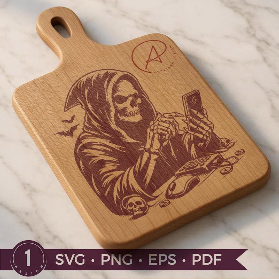 Halloween Grim Reaper Scrolling Phone SVG – Modern Dark Humor (digital ...