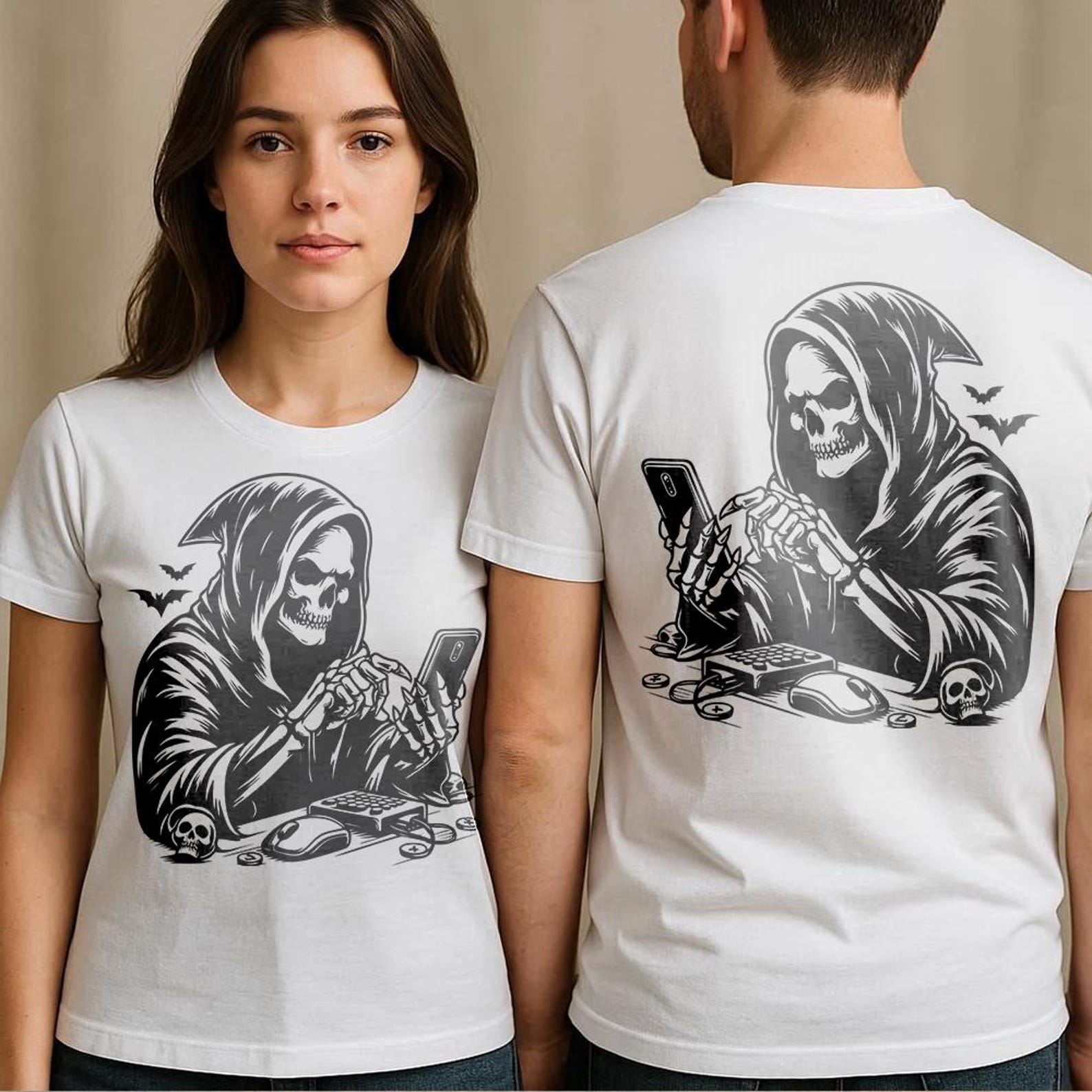 Halloween Grim Reaper Scrolling Phone SVG – Modern Dark Humor (digital ...