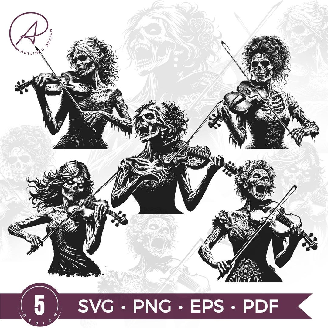 Zombie Violin Mom SVG: Gothic Zombie Musician Clipart (digital Download ...