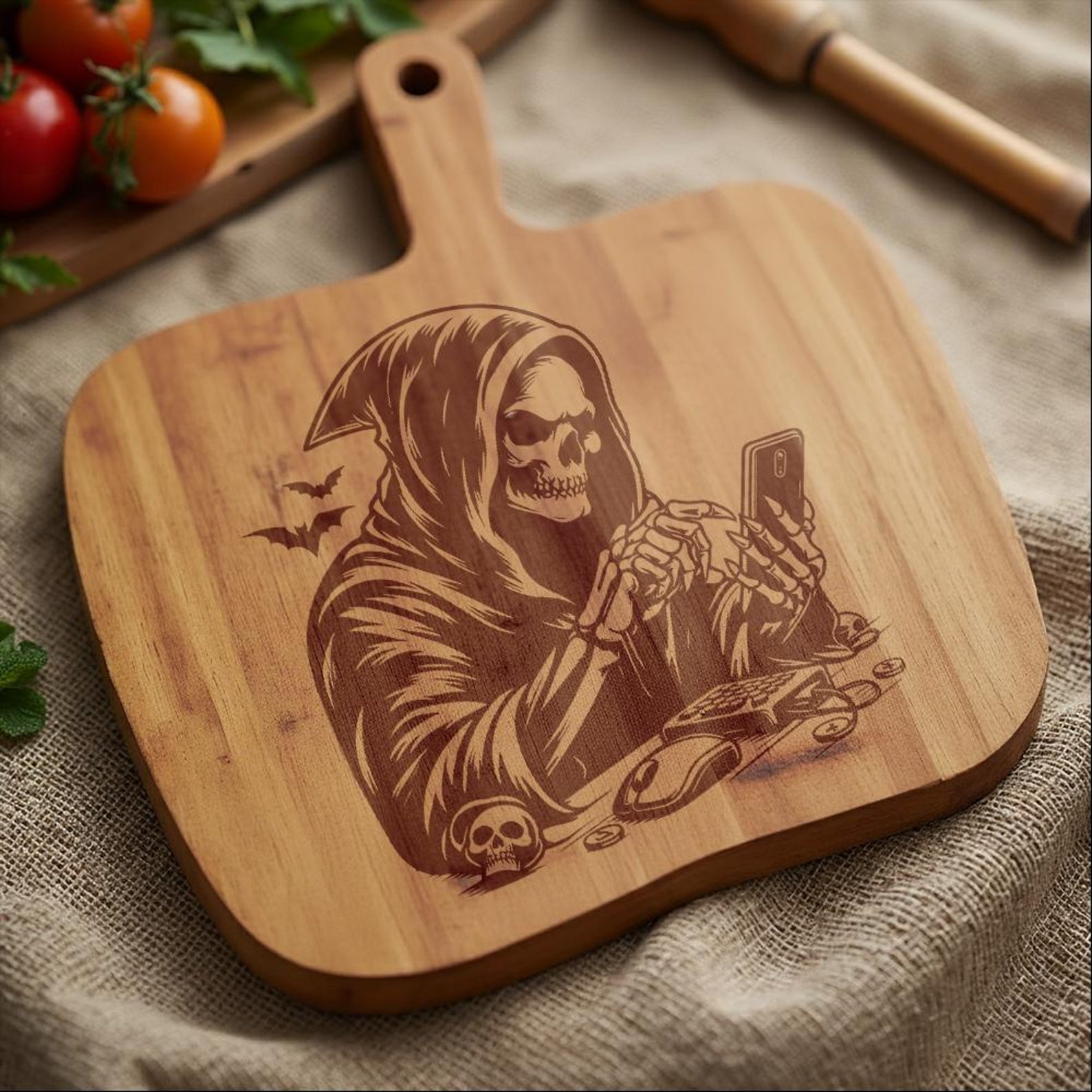 Halloween Grim Reaper Scrolling Phone SVG – Modern Dark Humor (digital ...