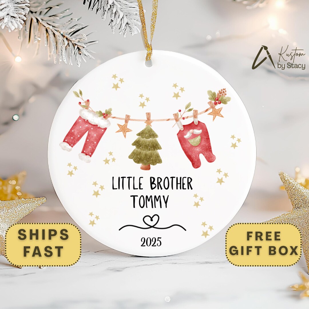 Little Brother Ornament, Custom Little Brother Christmas Ornament Gifts ...