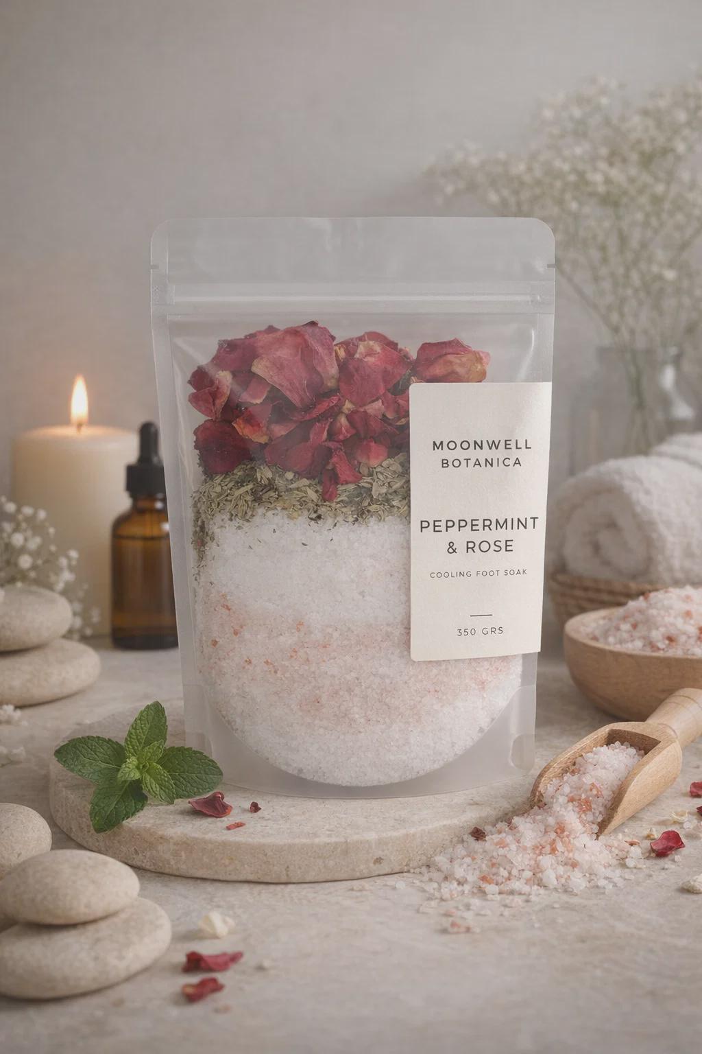 Peppermint & Rose Foot Soak | Epsom Salt, Botanical Spa Gift - Etsy