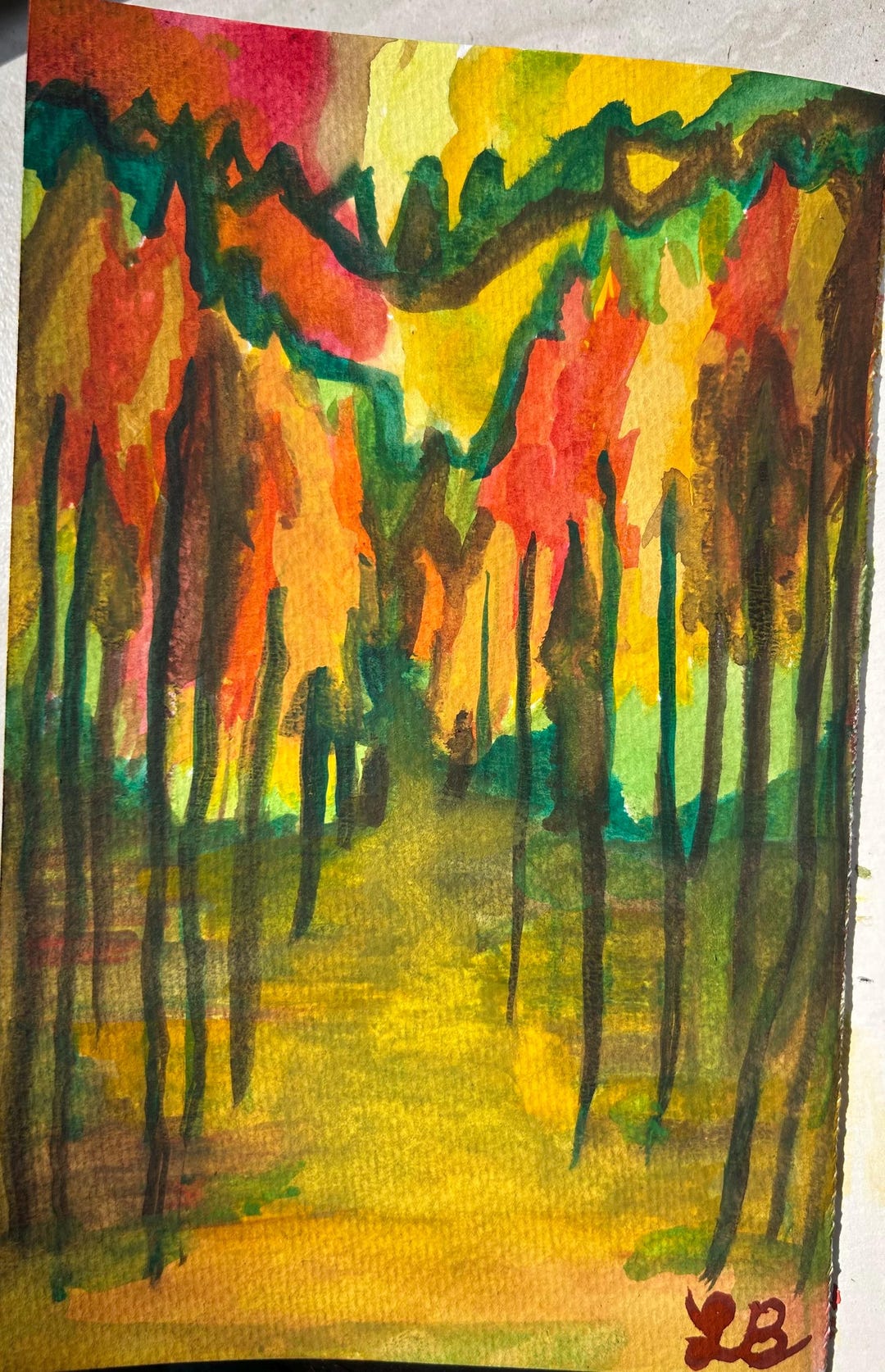 Autumn Rainbow Forest Original Painting 8.5x5.5 - Etsy