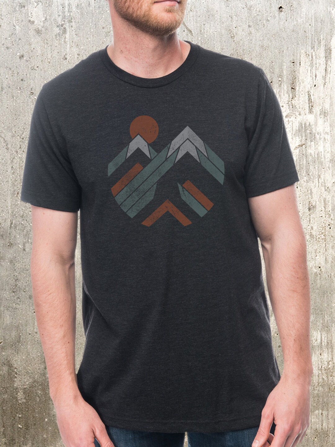 Mens Graphic Tee Peak Pattern Artistic Printed Mountain Tee Shirt ...