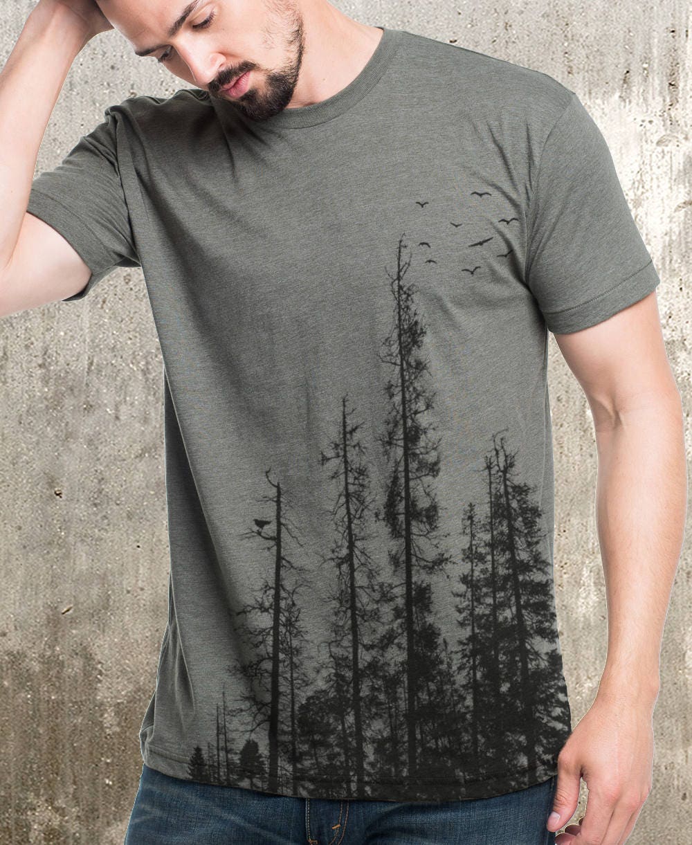 Men's Pine Tree Forest T-Shirt Screen Printed Men's | Etsy