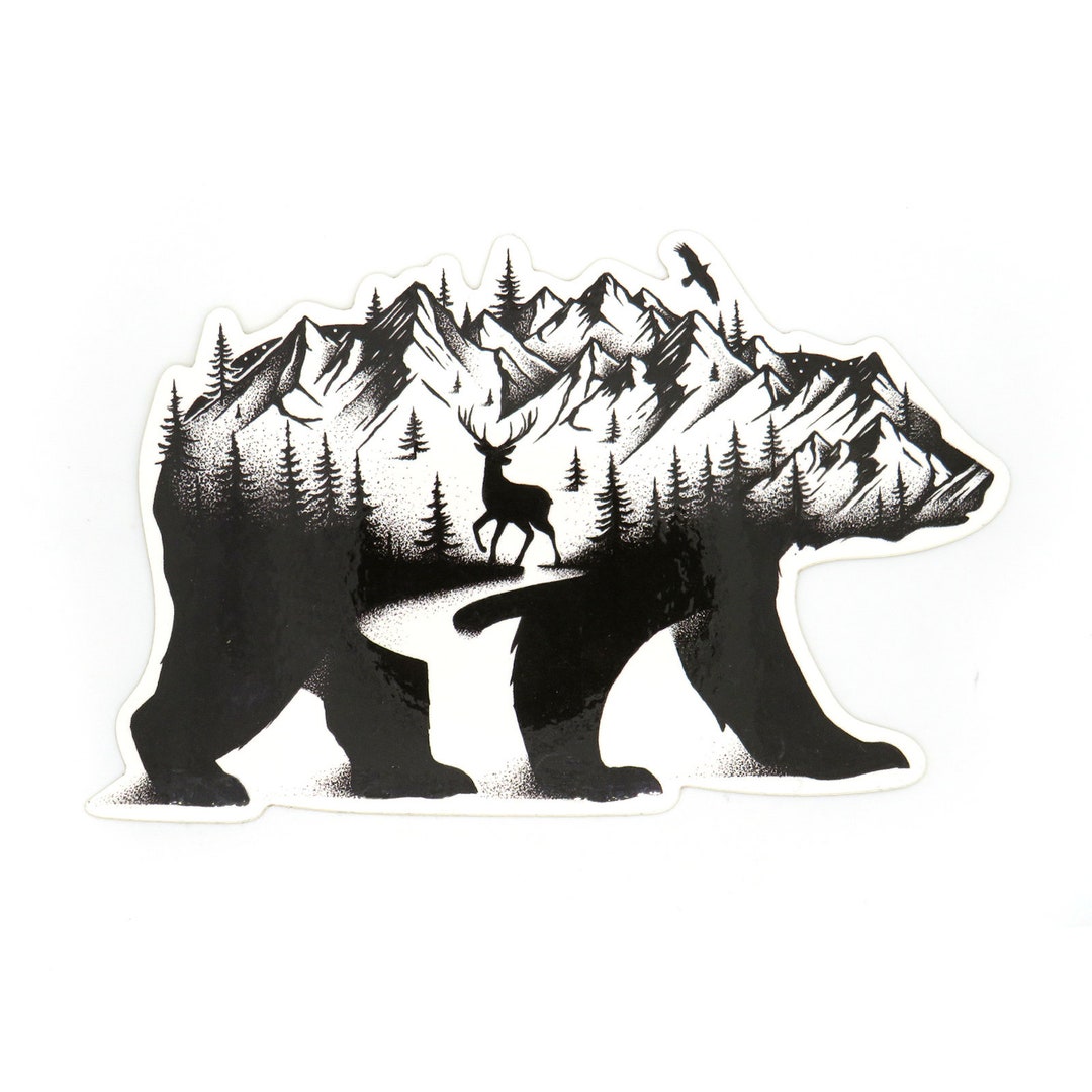 Bear Vinyl Stickers - Mountain Decal - the Bear and the Mountains ...