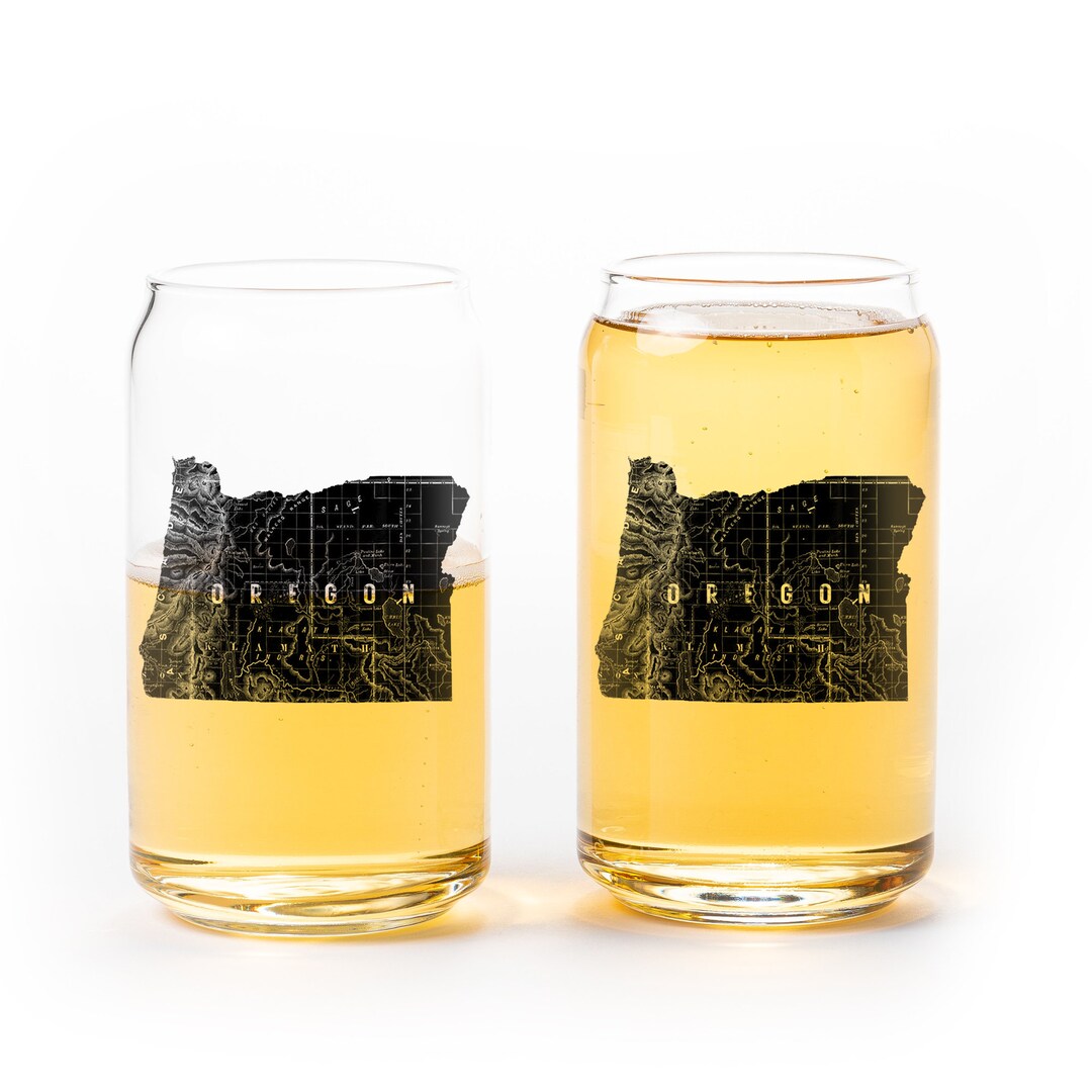 Oregon Drinking Glasses State of Oregon With Antique Map Texture Oregon ...