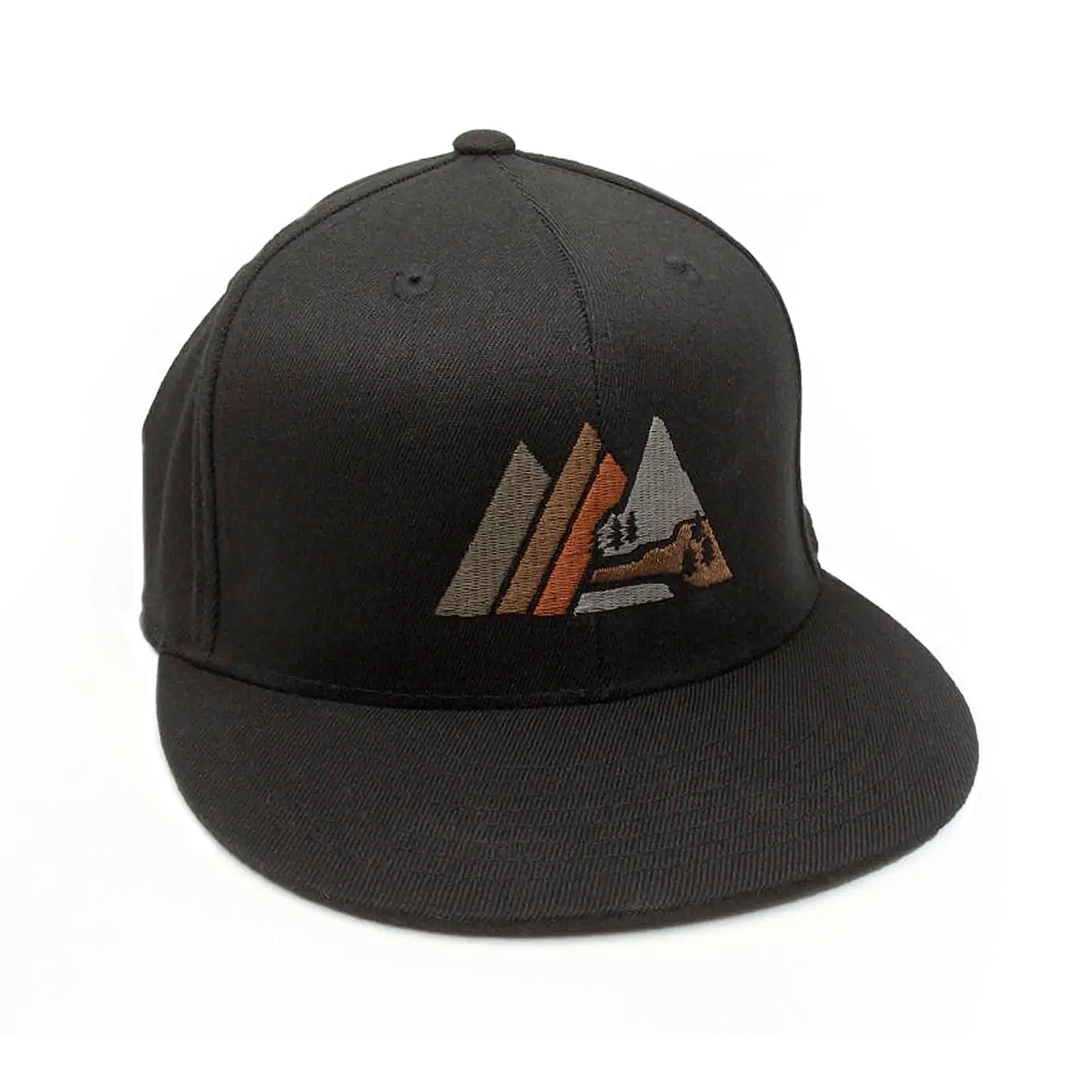 Retro Mountain Hat - Men's/unisex Flexfit Hiking Hat - 2 Color Choices ...