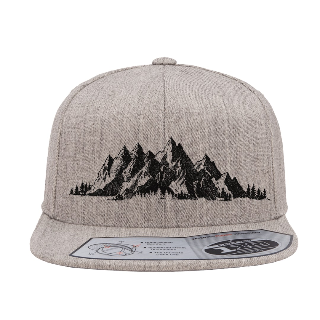 Mens Snapback Hat - Black Mountain Design - Fitted Option - Outdoor Hat ...
