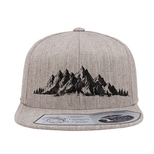 Mens Snapback Hat - Black Mountain Design - Fitted Option - Outdoor Hat ...