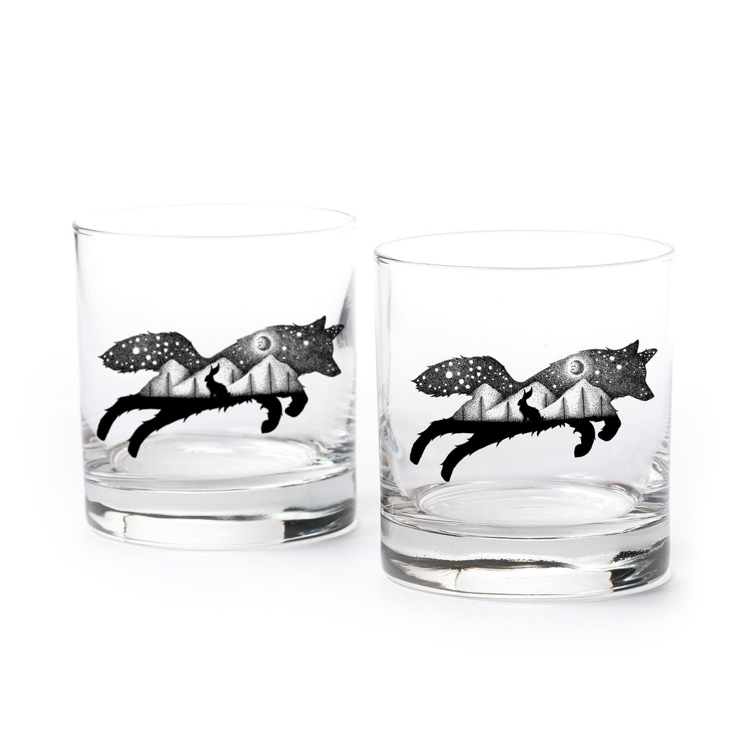 Fox Whiskey Glasses - Fox and Hare Whiskey Tumblers - Dishwasher Safe ...