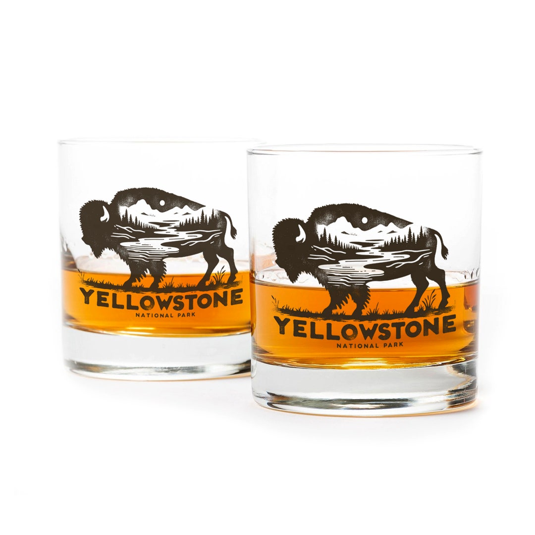 Black Lantern Whiskey Glasses Yellowstone National Park Small Tumbler ...