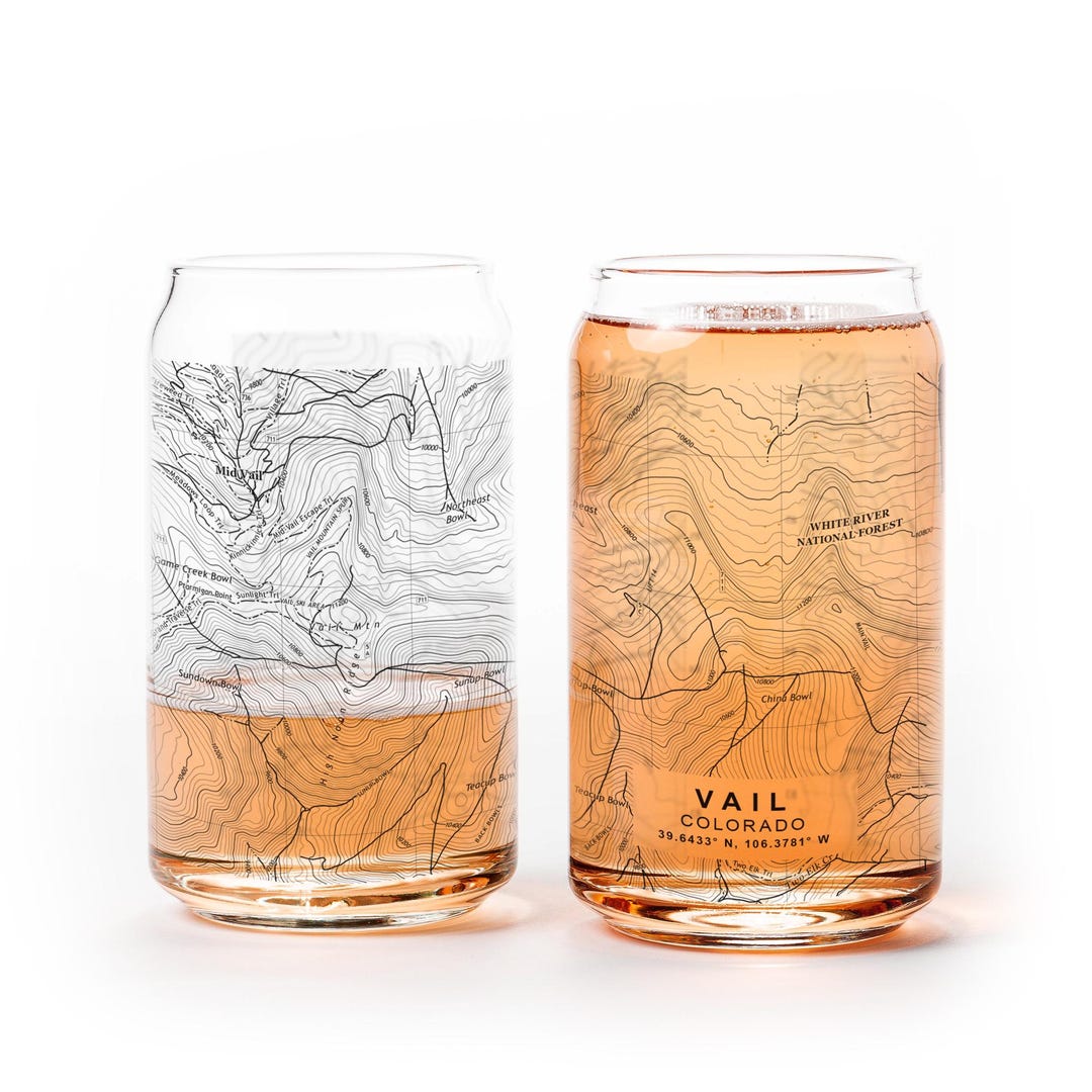 Colorado Pint Glasses Vail Colorado Topographic Map Drinking Glasses ...