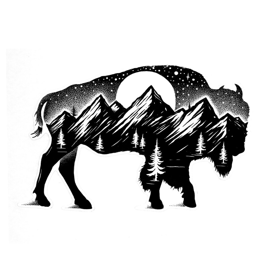 Buffalo Vinyl Decal Bison Sticker Buffalo Decal Yellowstone Wyoming ...