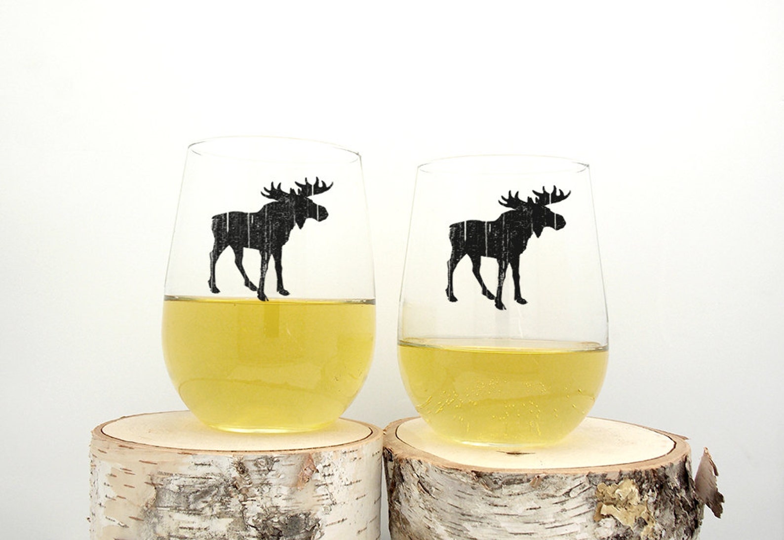 Moose Wine Glass Moose Stemless Wine Glass Holiday Wine | Etsy