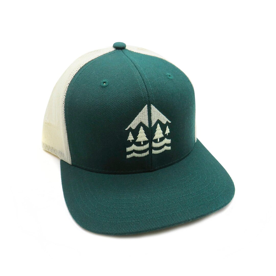 Tree Trucker Hat River Mountain Forest Snapback Trucker Hat Men or ...