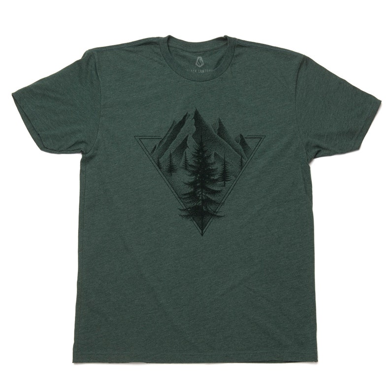Men’s Graphic Tees - Triangle and Pines - Nature Tshirt Men - Screen ...