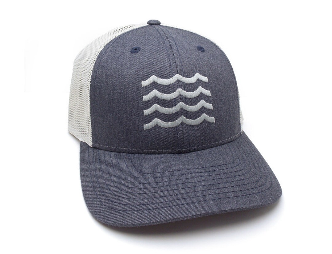 Mesh Trucker Hat Water and Waves Mens Sun Hat Outdoor Cap Boating Hat ...