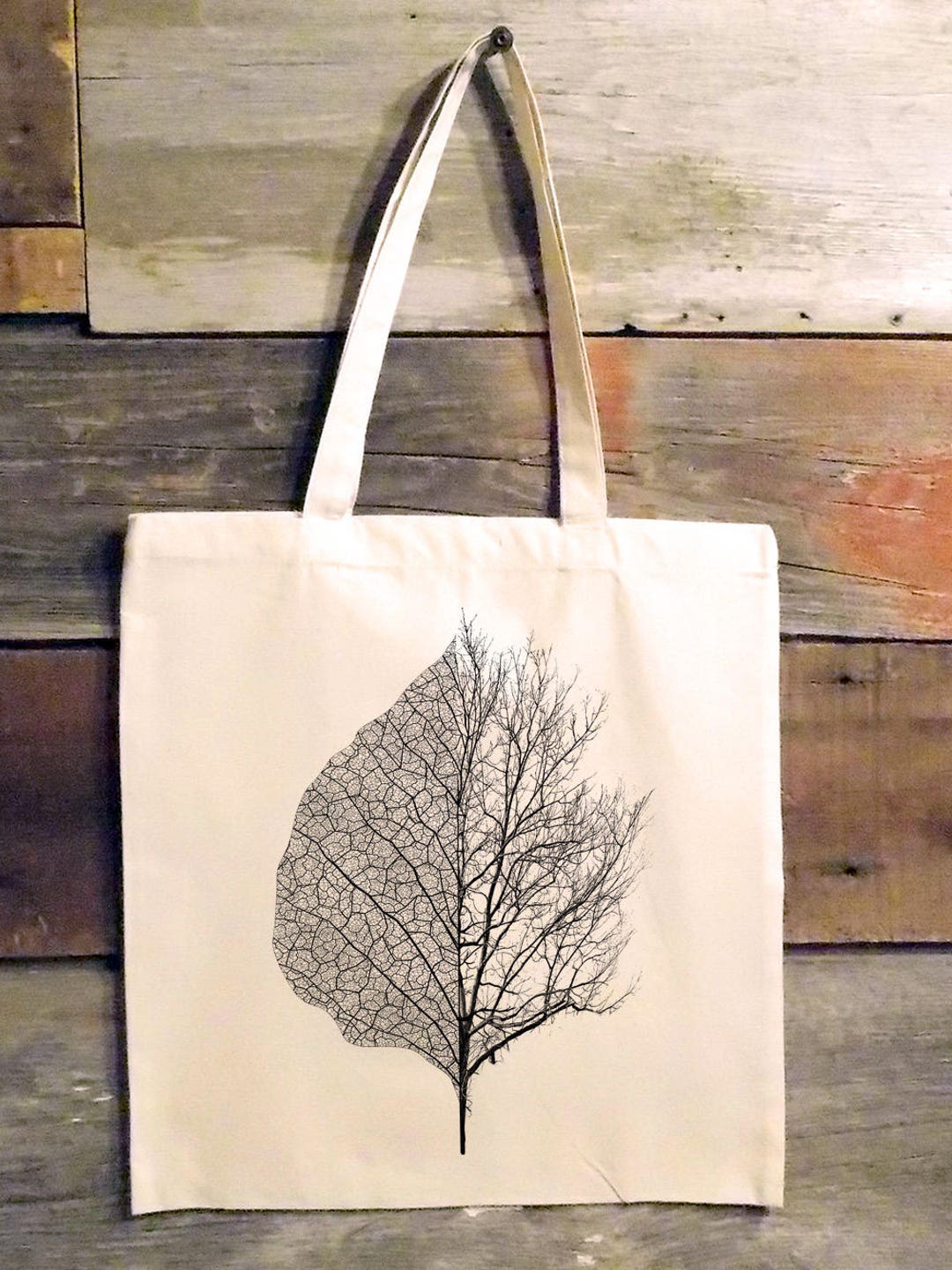 White Canvas Tote Bag - Leaf and Tree Illustration - Bridesmaid Gifts ...