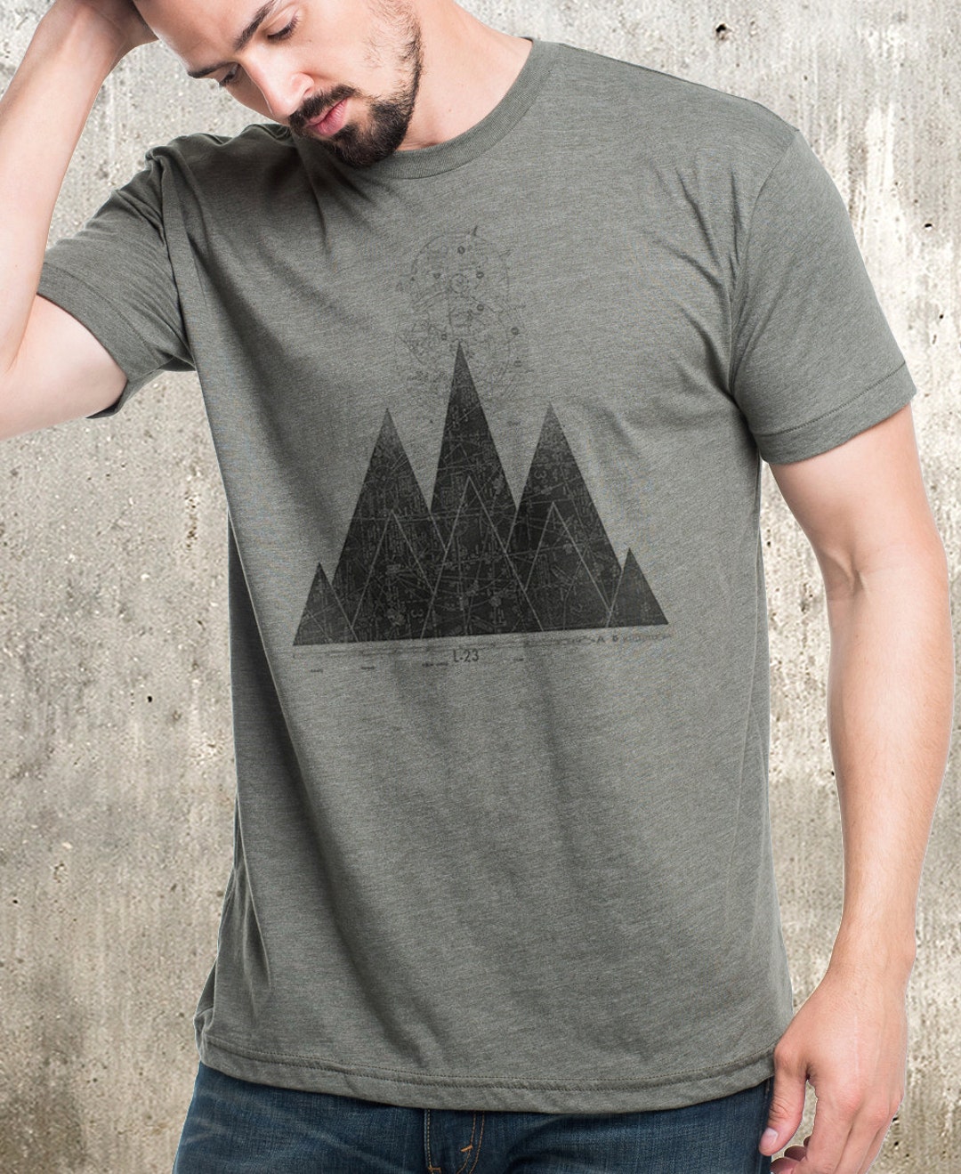 Tshirts for Men - Mountain Tee Shirt - Mountains & Maps - Mountain ...