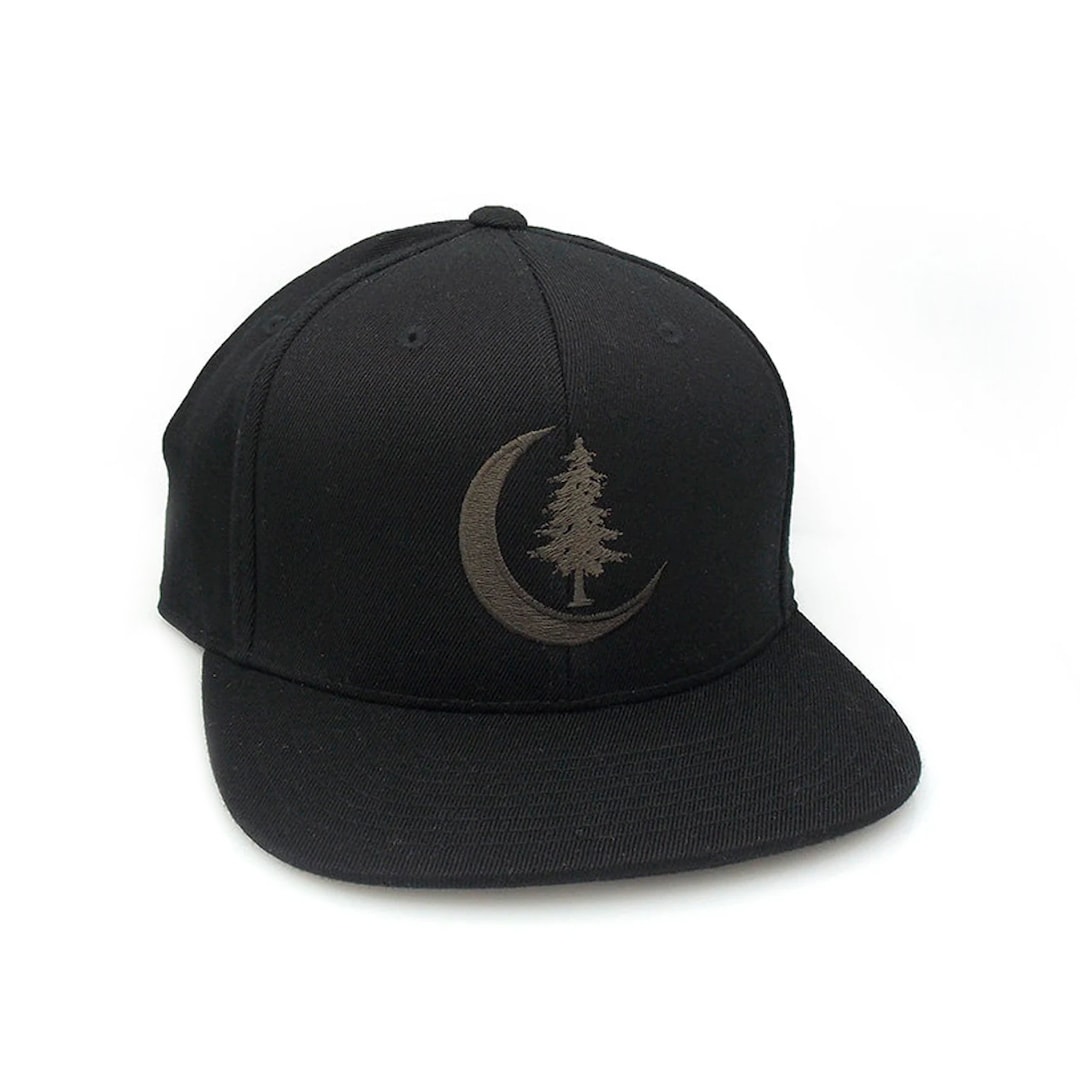 Men's Nature Hat - Moon Hat - Crescent Moon and Pine - Snapback & Flex ...