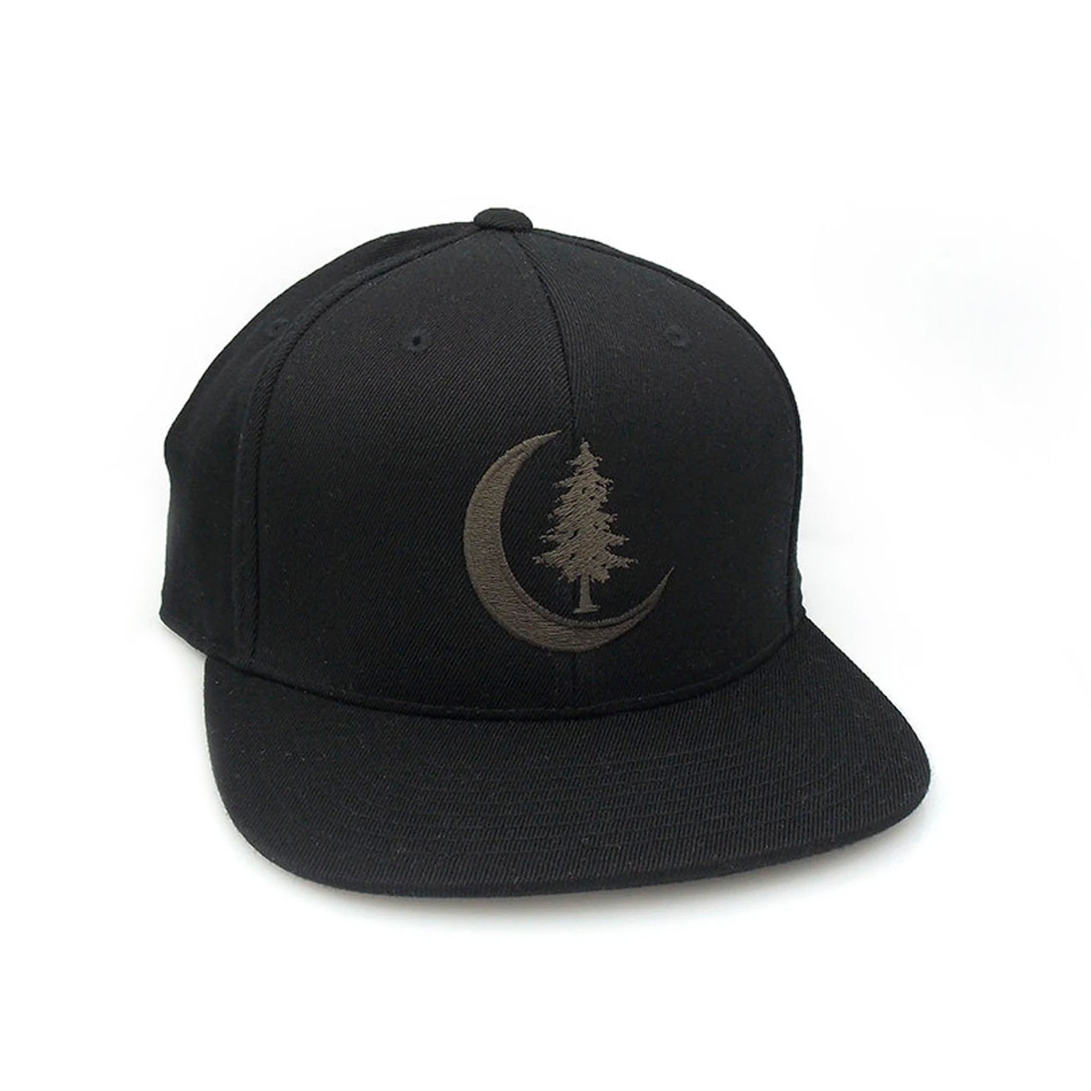 Men's Nature Hat - Moon Hat - Crescent Moon and Pine - Snapback & Flex ...