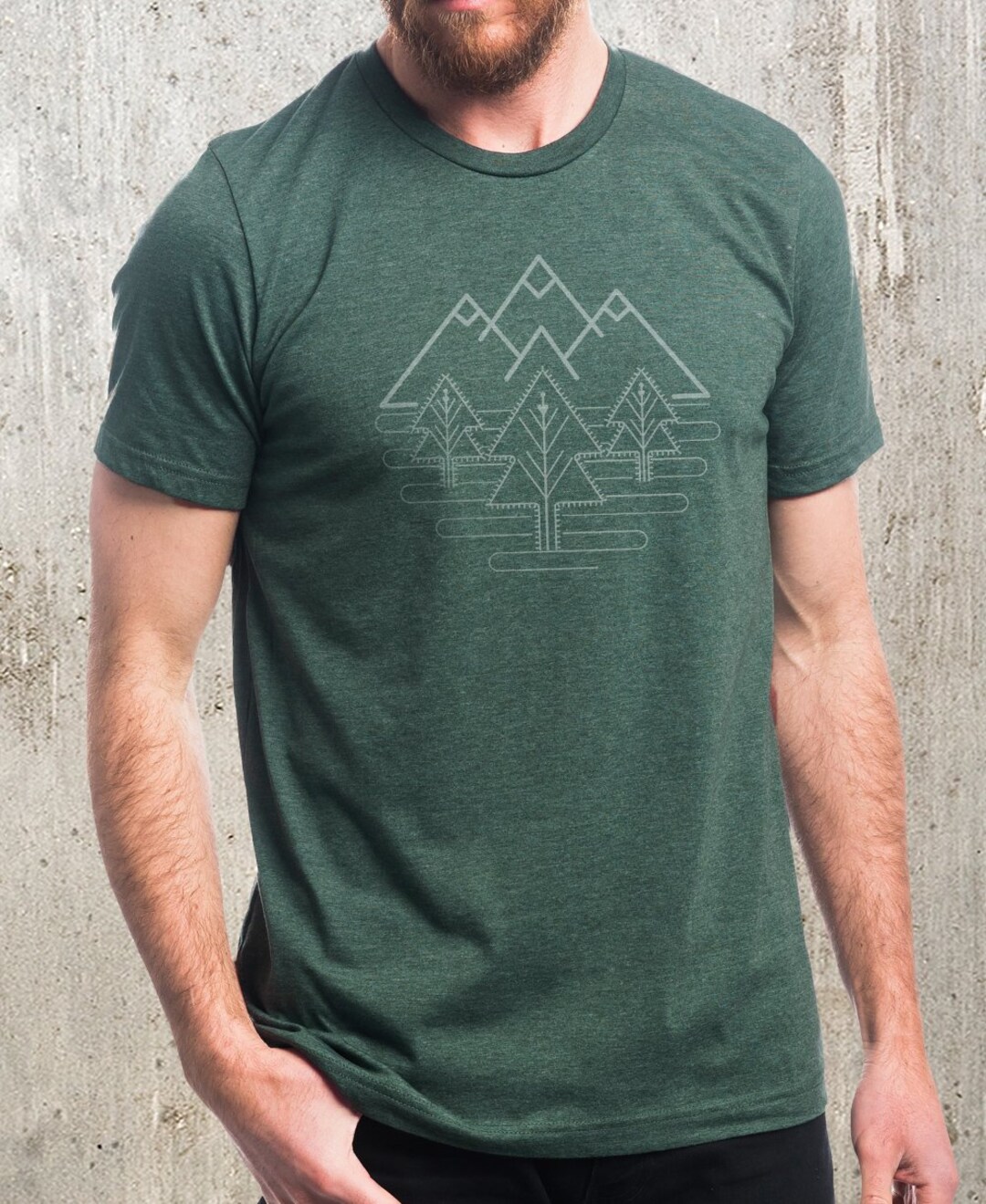 Nature Tshirt Men - Tri-peak Landscape - Mountain Tshirt - Casual Mens ...