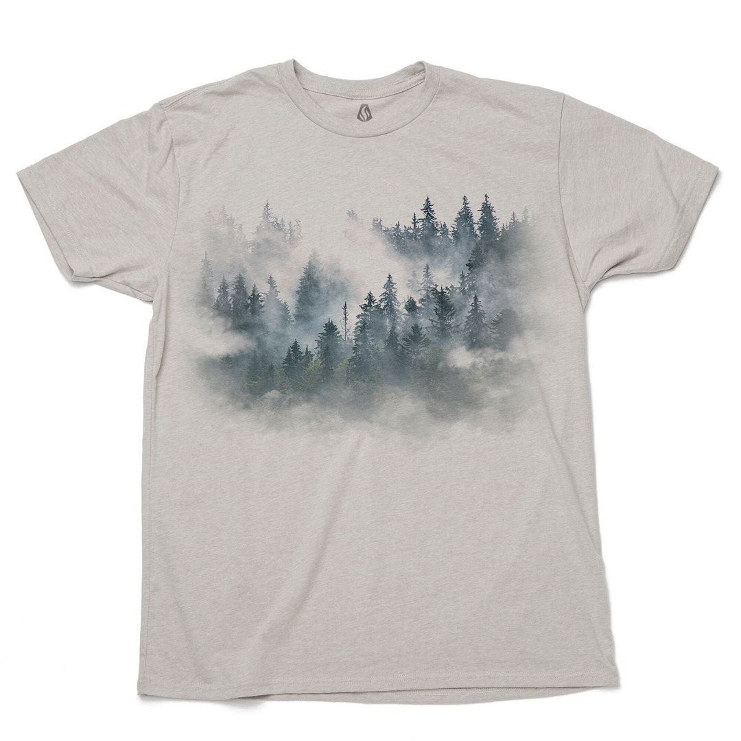 Mens Graphic Tees - Colorful Forest and Clouds - T Shirt Men by Black ...