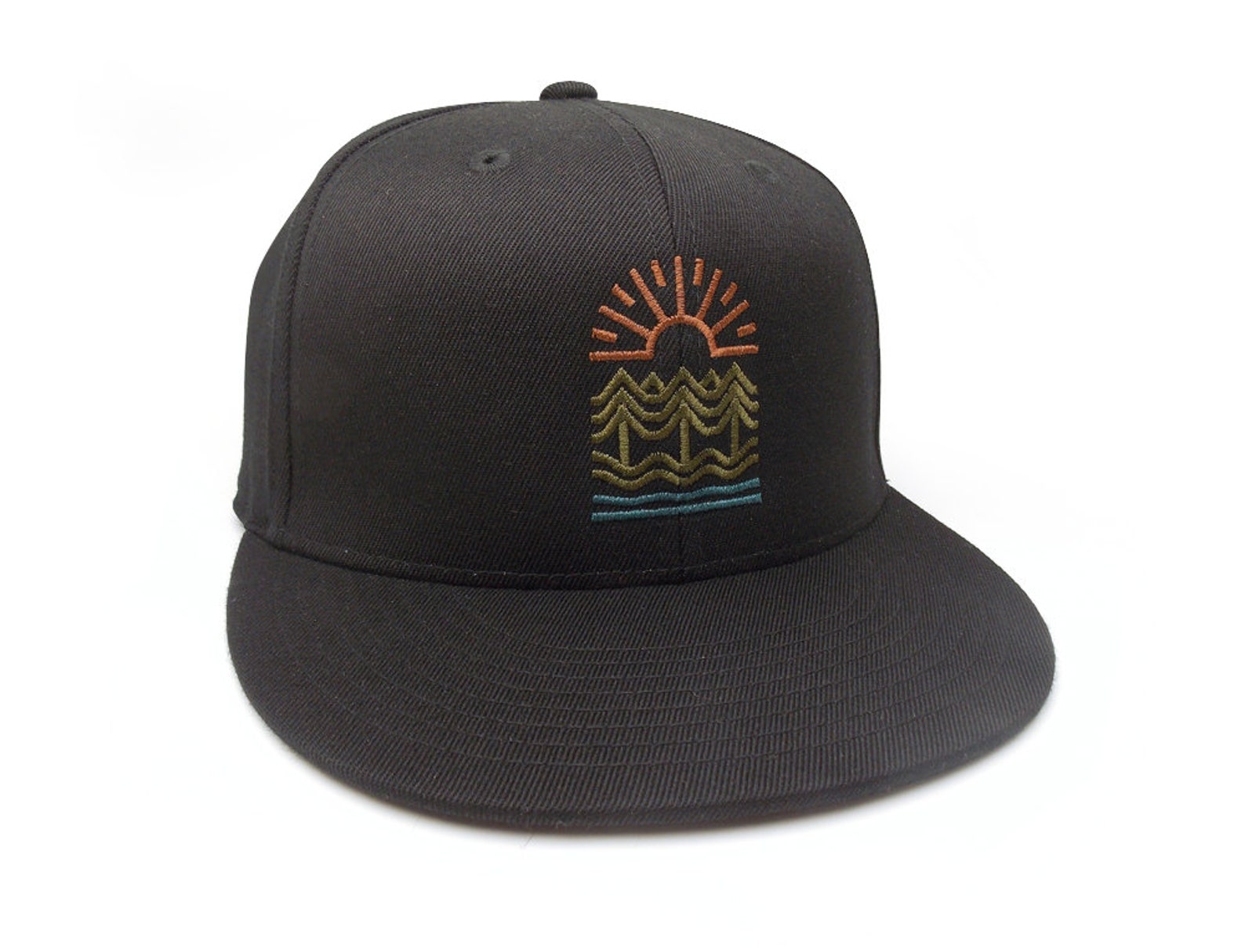 River Landscape Mountain Hat - Men's/unisex Flexfit Outdoor Hat - 2 ...