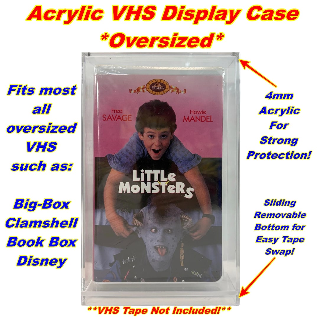 VHS Tape *OVERSIZED* Acrylic Display Case W/removable Bottom for Easy ...