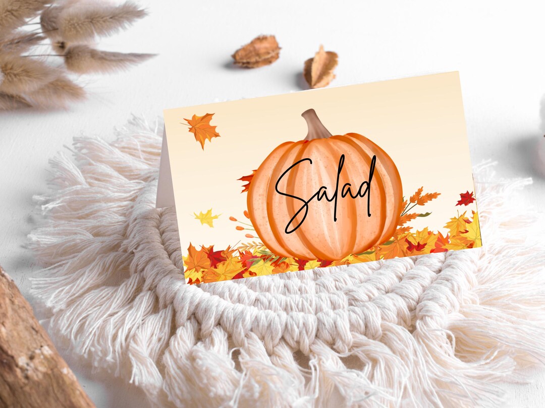 Pumpkin Buffet Cards – Editable Fall Food Label Templates, Foldable ...