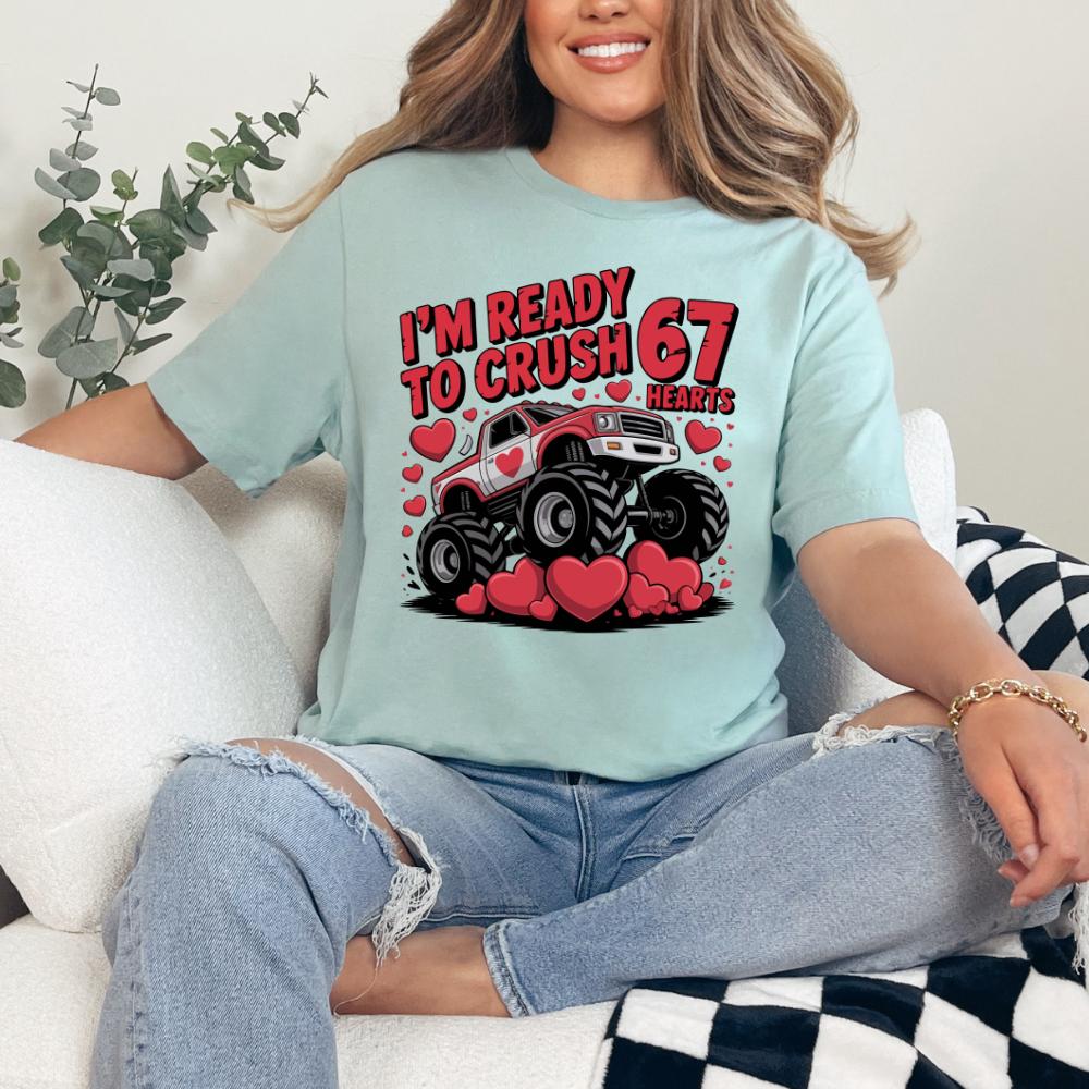 Funny Valentine Monster Truck PNG, Crush 67 Hearts Quote Design, Cute ...